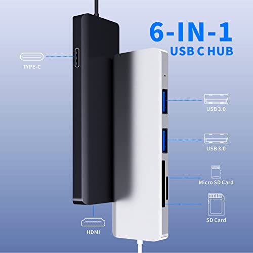 2 Pack LasAnclas USB C Hub, USB C Docking Station with 4K HDMI, 100W PD, 5Gbps USB 3.0, SD/TF Card Reader 1Gbps, LAN USB C Dongle