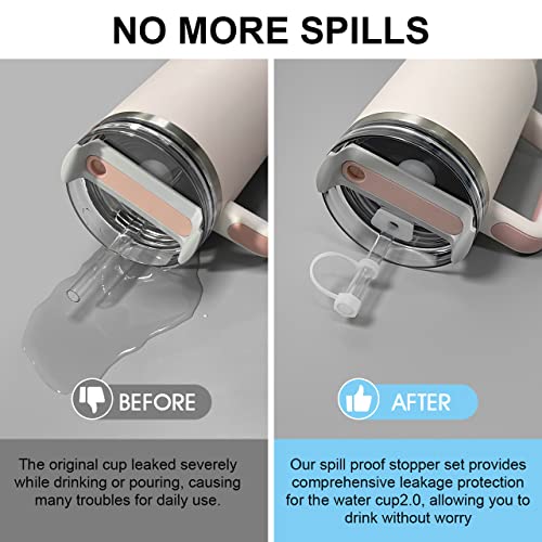 6pcs Spill Proof Stopper Silicone,Stanley Cup Spill Proof Stoppers 30oz 40oz Tumbler 2.0 with 2 Straw Cover Sets,2 Round Leak Stoppers and 2 Square Spill Stoppers,Anti-dust Stanley Cup Accessories