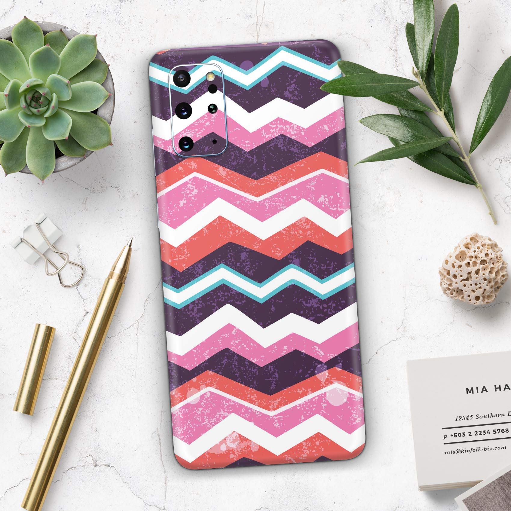 DesignSkinz Jagged Colorful Chevron Protective Vinyl Decal Wrap Skin Cover Compatible with The Samsung Galaxy S20 (Screen Trim & Back Glass Skin)