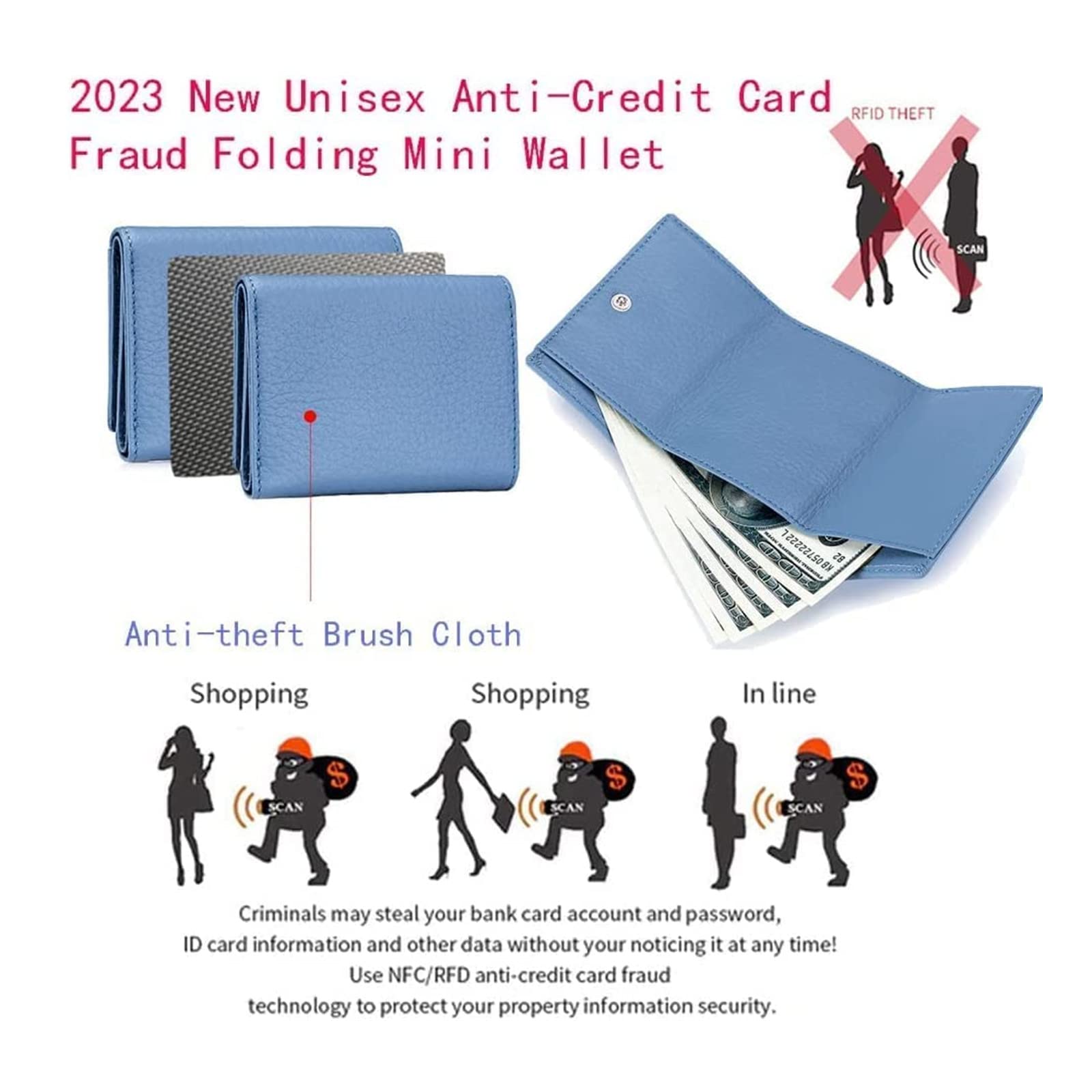2023 New Unisex Anti-Credit Card Fraud Folding Mini Wallet,Mini Multifunction Bifold Wallet,Fashion Minimalist Wallets (Avocado Green)