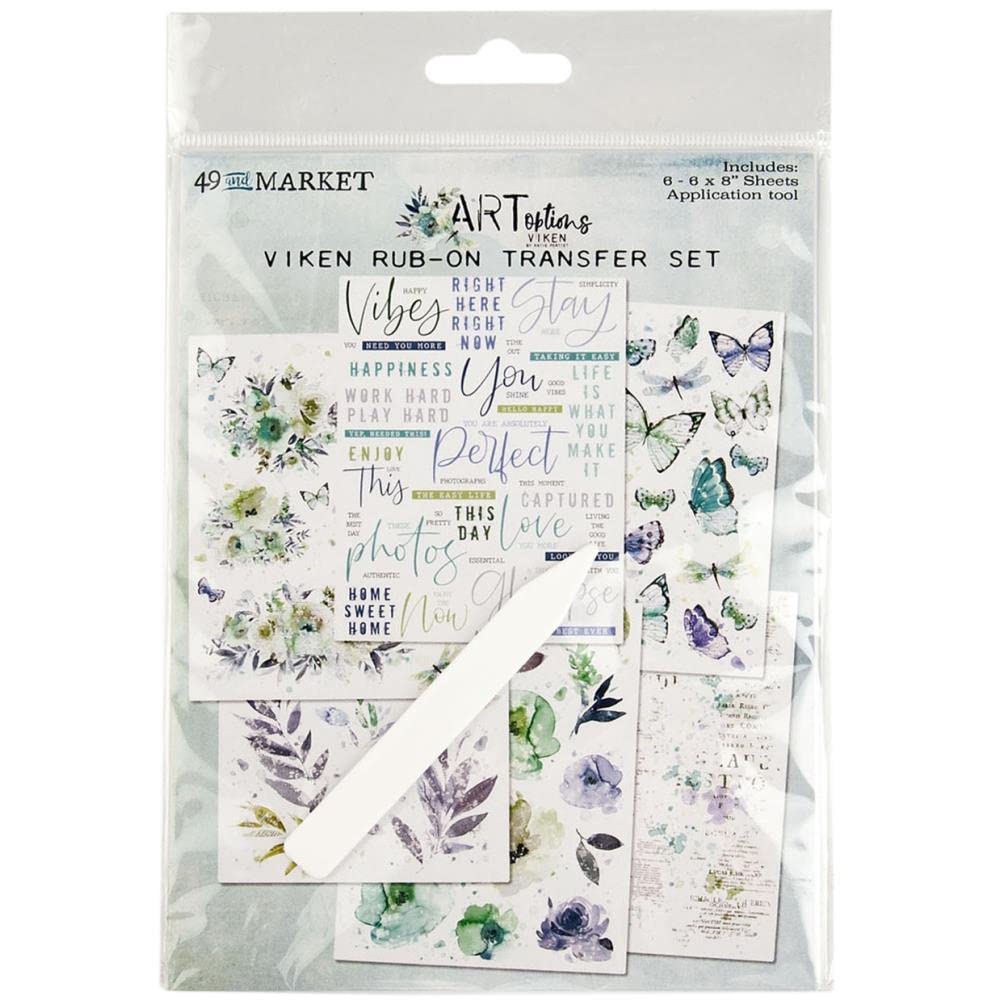 49 AND MARKET Art VIKEN RUB-ONS 6X8 6/PKG, White