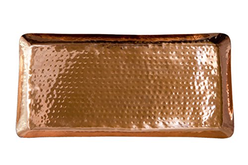 Alchemade 100% Pure Copper Tray with Raised Edges - 17" x 8.5" Rectangular Metal Serving Tray Platter for Parties, Events and Everyday Use in The Kitchen Or Home Decor