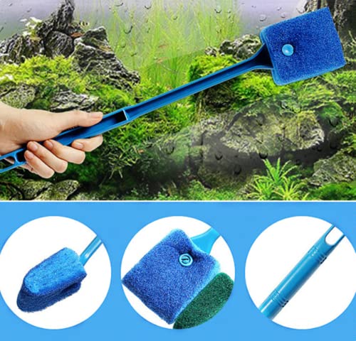 4PCS Fish Tank Aquarium Cleaning Tools Kit Aquarium Fish Nets Aquarium Fish Skimmer Net and Double-Sided Fish Tank Sponge Cleaning Brush