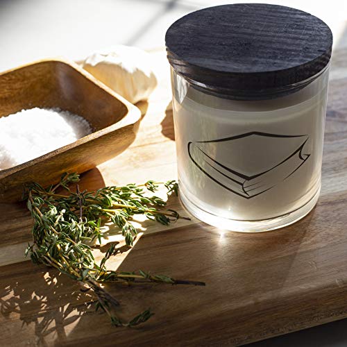 Library Book Scented Candle, 9 Oz with Glass Container - 100% Organic Soy Wax Lightly Scented with Clean Burning Natural Cotton Wick - Made in The USA