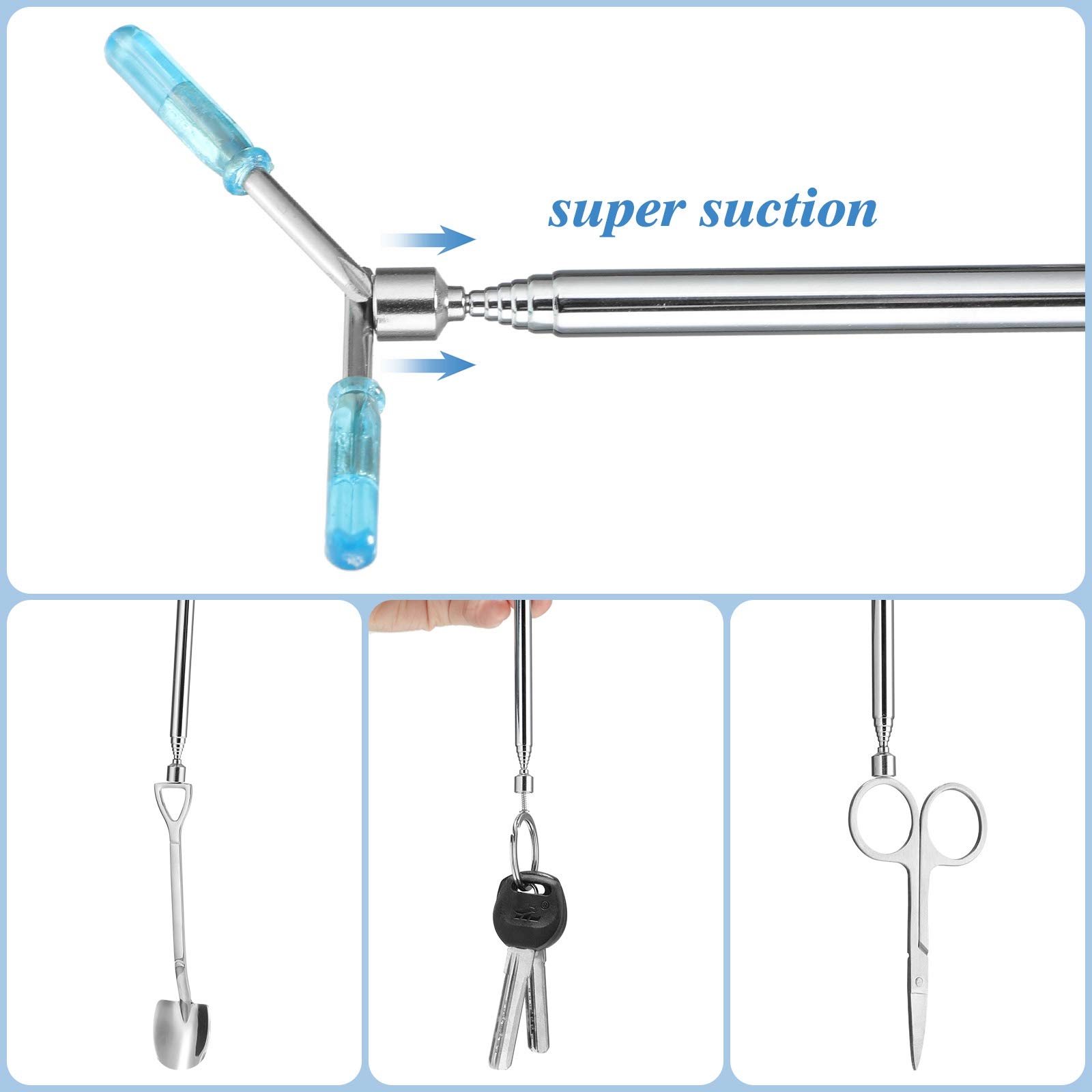 4 Pieces Pick Up Tool Piercing Ball Frabber Tool Magnetic Telescoping with 4 Prongs IC Chips Metal Grabber Claw Pickup Holder Electronic Component Catcher for Tiny Objects in Home Office