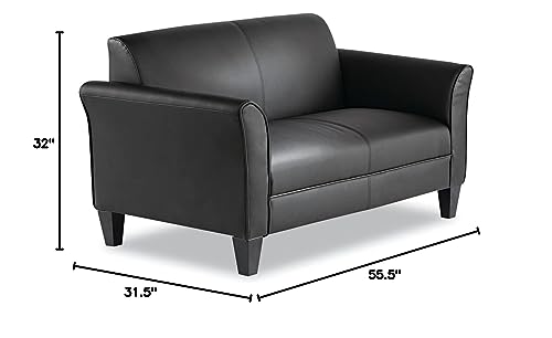 Alera ALERL22LS10B 55.5 in. x 31.5 in. x 33.07 in. Reception Lounge Furniture Loveseat - Black