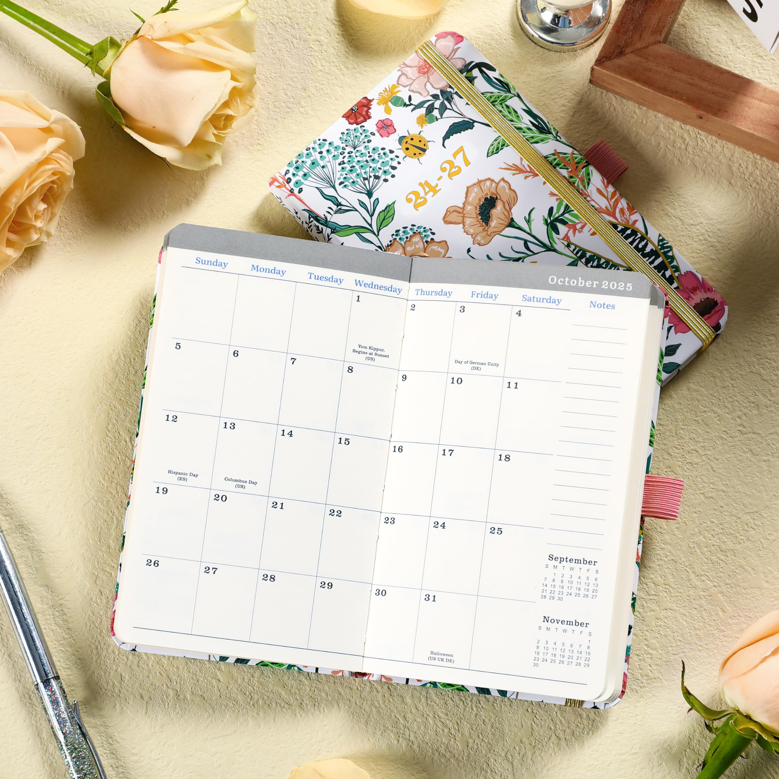 2024-2027 Pocket Planner/Calendar - 3 Year Monthly Planner 2024-2027, Jul 2024 - Jun 2027, 3.8" x 6.3", Small/Purse Planner 36 Months with Pen Holder, Inner Pocket, Elastic Closure and 61 Notes Pages