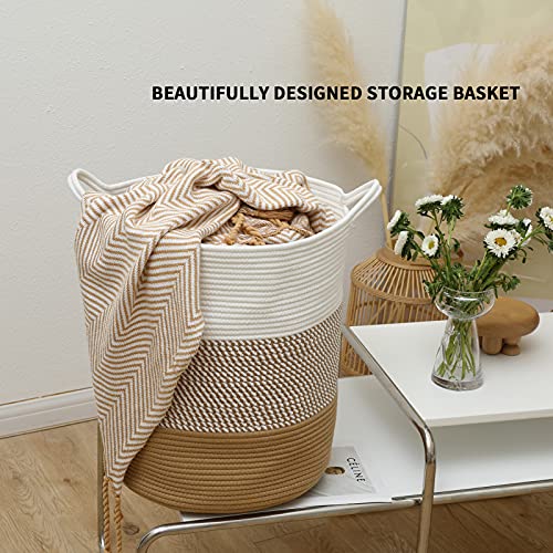 ZLG Cotton Rope Basket 14.15x18.1x15.94Inch Baby Laundry Basket Toy Storage Basket large baskets for blankets