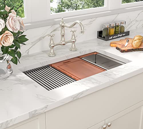 30 Kitchen Sink Double Bowl - Sarlai 30 x 19 inch Undermount Sink Stainless Steel 16 Gauge Two Basin Low Divider 50/50 Under Counter Deep Kitchen Sinks with Accessories