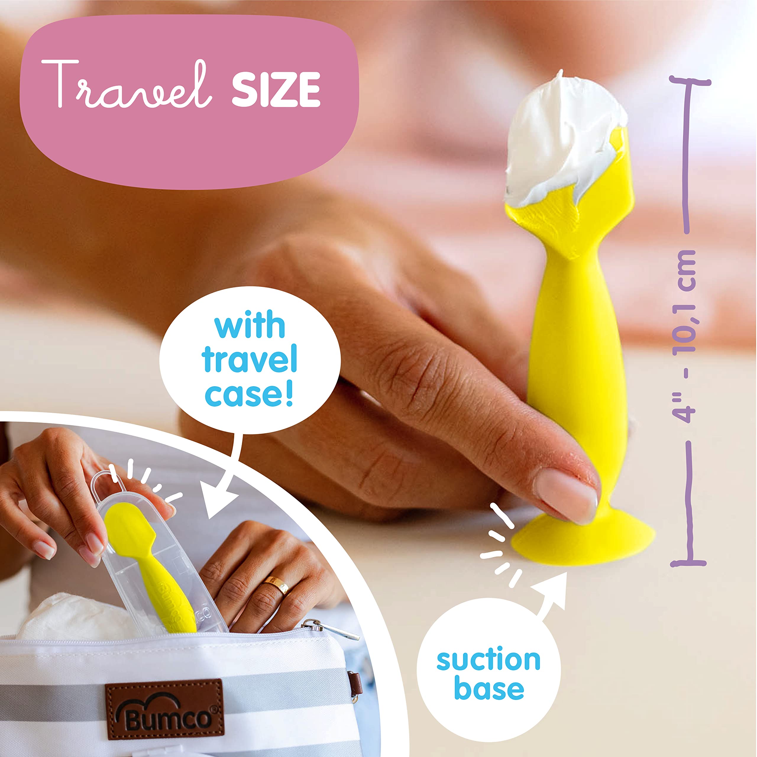 Bumco Mini Diaper Cream Spatula with Case - BPA-Free Butt Spatula Baby, Soft & Flexible Diaper Spatula, Diaper Cream Applicator, Mom-Invented Baby Must Haves, Diaper Bag Essentials, Butt Paste Spatula