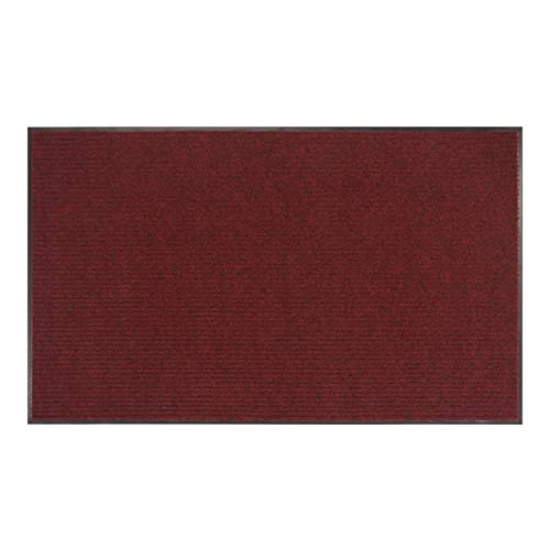 Amazon Basics Poly Linear-Rib Commercial Carpet Vinyl-Backed Mat 3' X 4' Red/Black