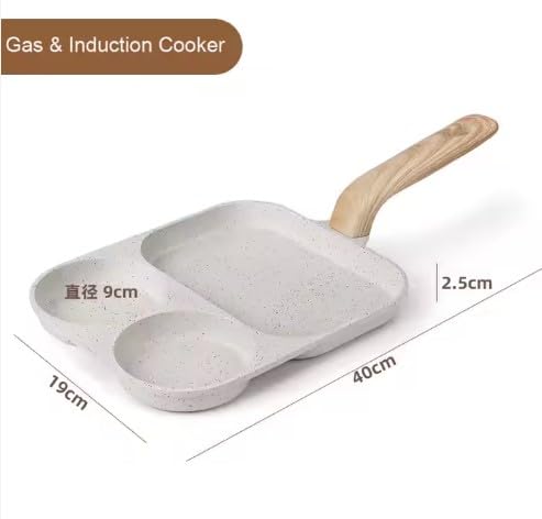 3-in-Divided Frying Pan for Cooking β sarten 3 en 1 antiadherente, Square Egg Pan, One Egg Frying Pan, Section Skillet, 3 in 1 pan for cooking
