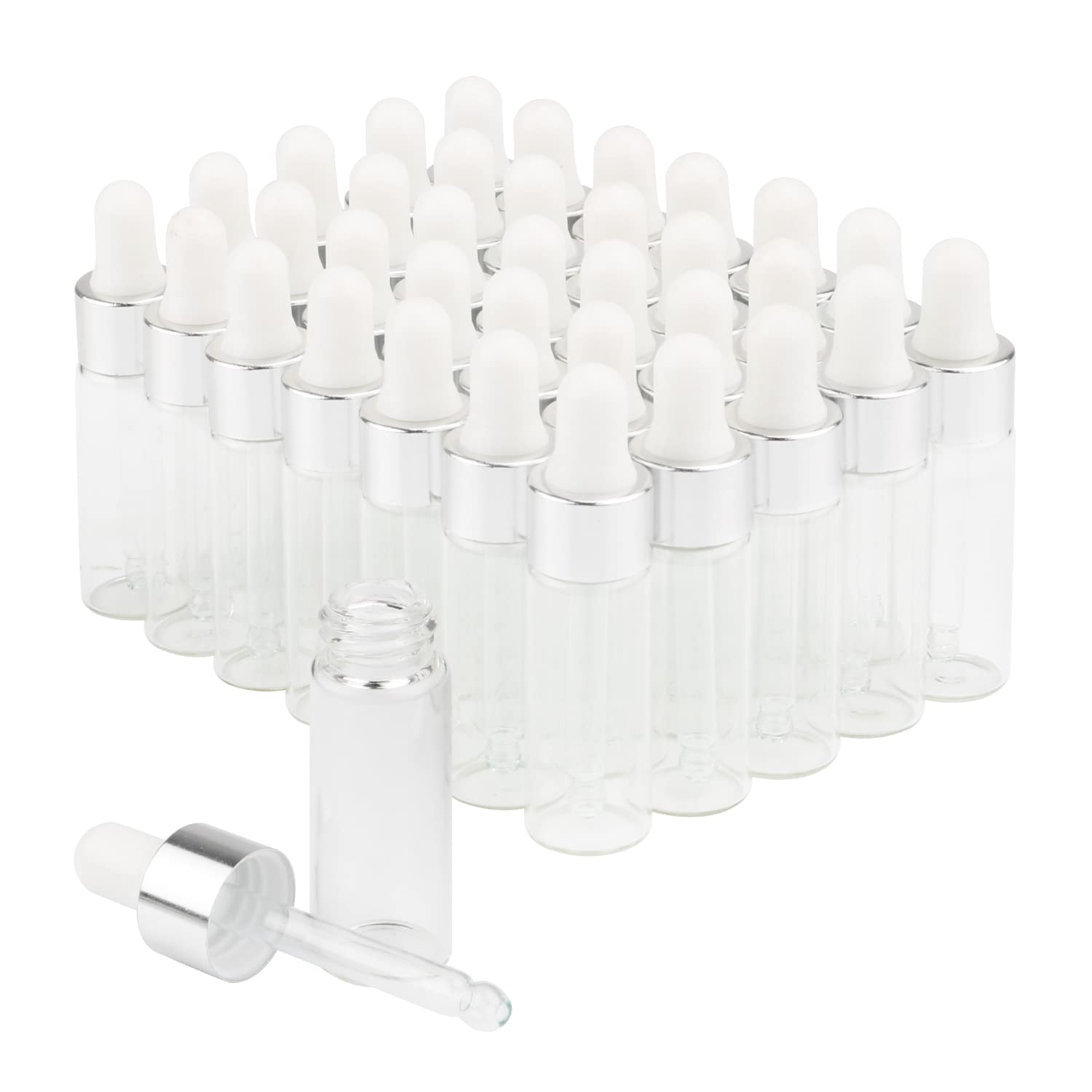 Clear Glass Dropper Bottles,35 Pcs 5ml Sample Dropper Bottles DIY Essential Oils Bottles Perfume Vials Cosmetic Liquid Containers