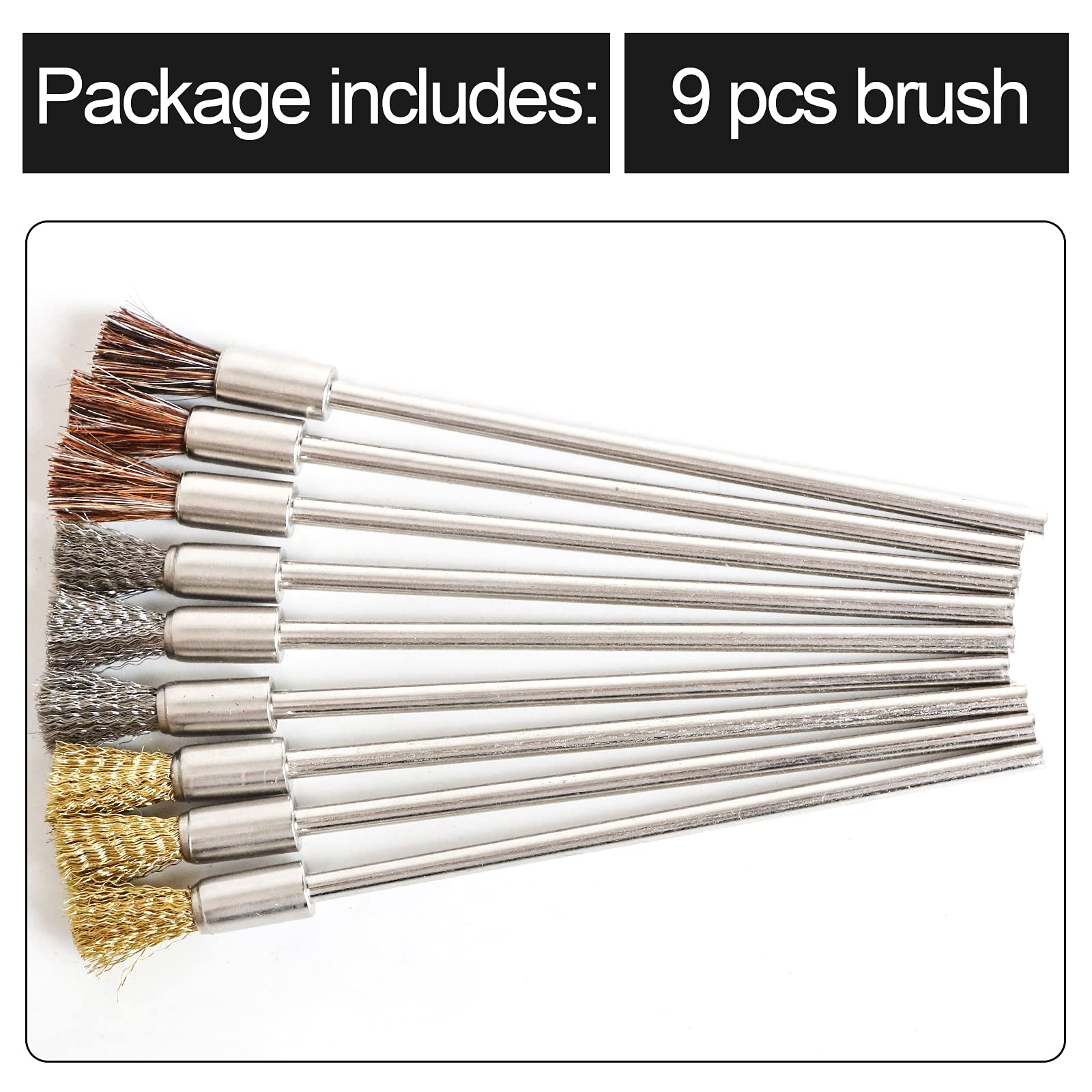 9pcs Scratch Brush Pen Set, Stainless Steel/Brass/Bristles Pen Style Prep Sanding Brush,Removing Corrosion and Rust, Electrical Circuit Boards and so on