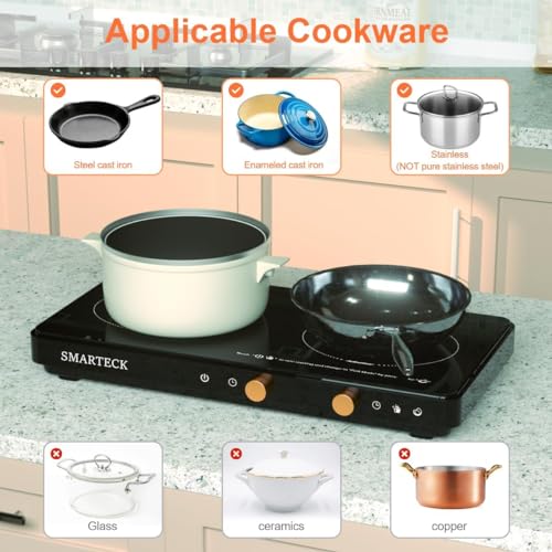 2-in-1 Electric Griddle & Induction Cooktop and 1800W Induction Burner with Removable Griddle Pan Non-stick,Dual Independent Temperature Control Options with Timer,for Kitchen and Outdoor BBQ