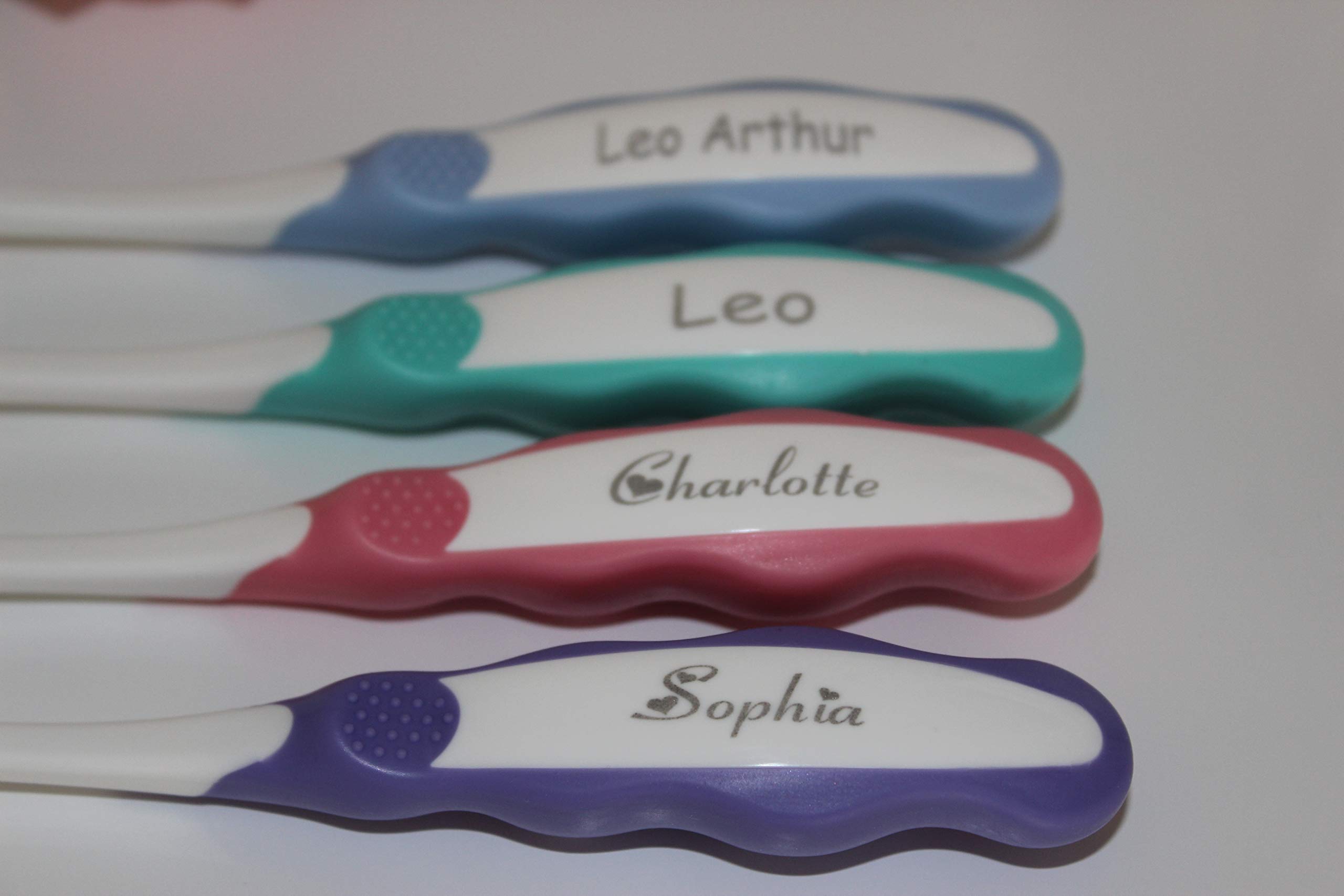 Personalized Toothbrush Kids Manual Toothbrush Age 2-6 4 Color Variety Pack Any Name/Message Engraved 4 Pack - Personalized Gift