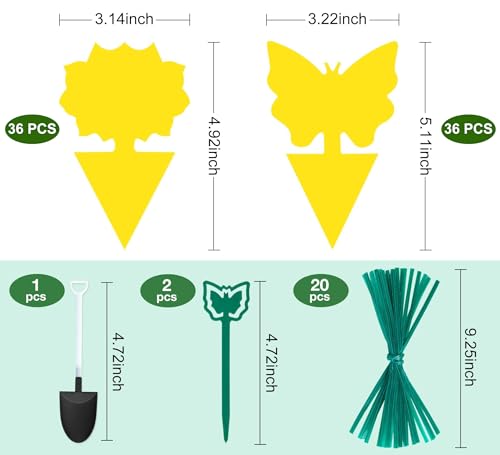 72 Pack Sticky Traps Indoor, Plant Trap Fungus Gnat Trap for House Plant, Gnat Killer Indoor and Outdoor, Bug Killer Fruit Fly Trap Non-Toxic