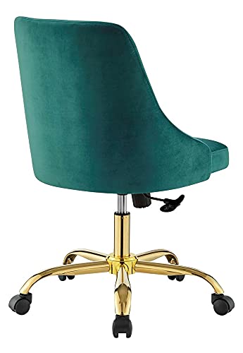 Modway Distinct Tufted Swivel Performance Velvet Office Chair, Gold Teal 20.5 x 23 x 32