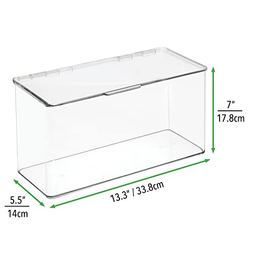 mDesign Kitchen Pantry and Fridge Storage Organizer Box Containers with Hinged Lid for Shelves and Cabinets - Holds Food, Snacks, Seasonings, and Utensils - Lumiere Collection - 2 Pack - Clear