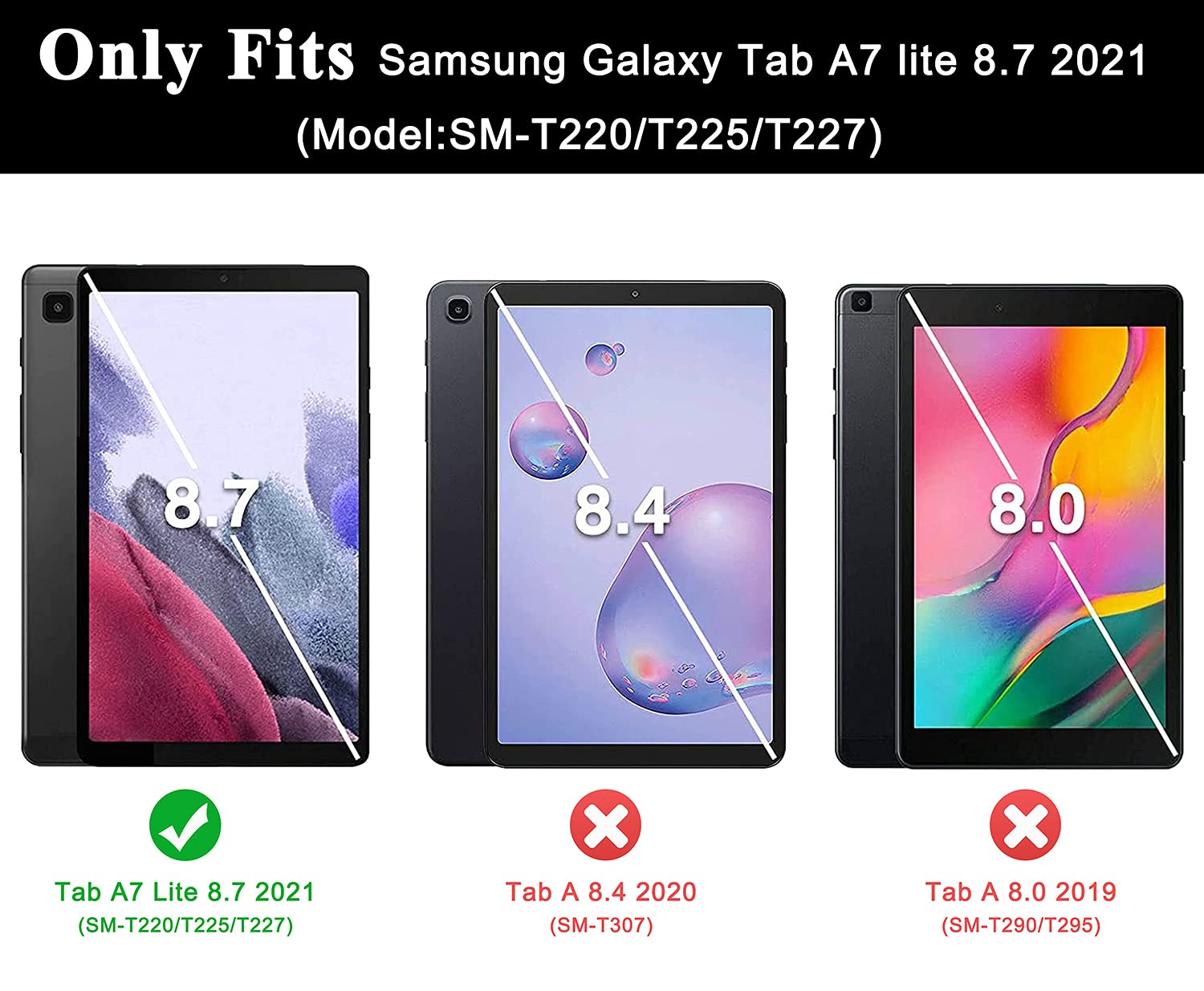 Soke Galaxy Tab A7 Lite Case 2021 8.7 Inch, Premium Shock Proof Stand Folio Case, Multi- Viewing Angles, Hard PC Back Cover for Samsung Galaxy Tab A7 Lite Tablet [SM-T225/T220/T227],Black