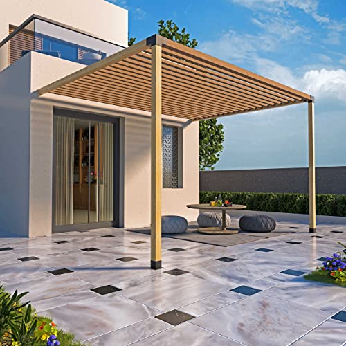 Deck Man 4x4(Actual Size: 3.5x3.5inch) Stainless Steel 3-Way Right Corner Bracket with Flange Anchors,Pergola/Gazebo kit (2 Pack)