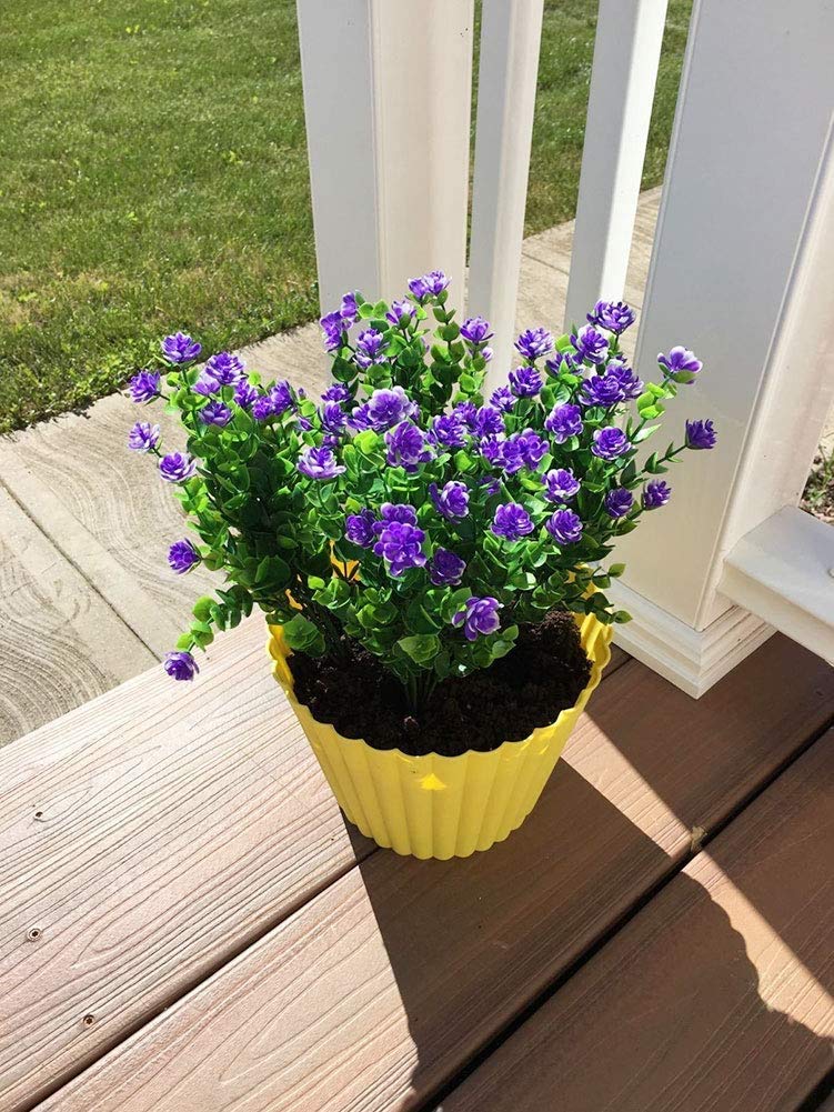 2 Bundles Artificial Flowers Outdoor Decoration UV Resistant Plants Plastic Fake Window Box Home Garden Office Wedding Decor