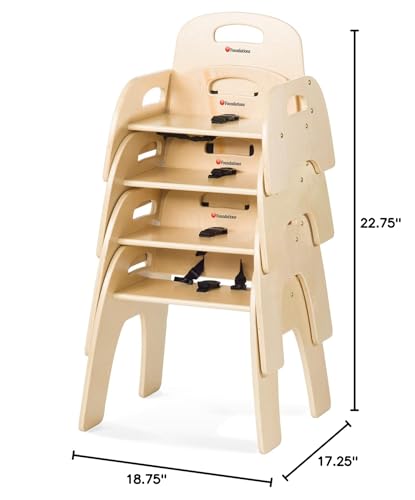 Foundations Simple Sitter Low 13” Feeding Chair, Wide “No Tip” Base, Adjustable Safety Harness, Food Service Grade Finish, Easy to Clean, Sturdy Baltic Plywood (Natural)