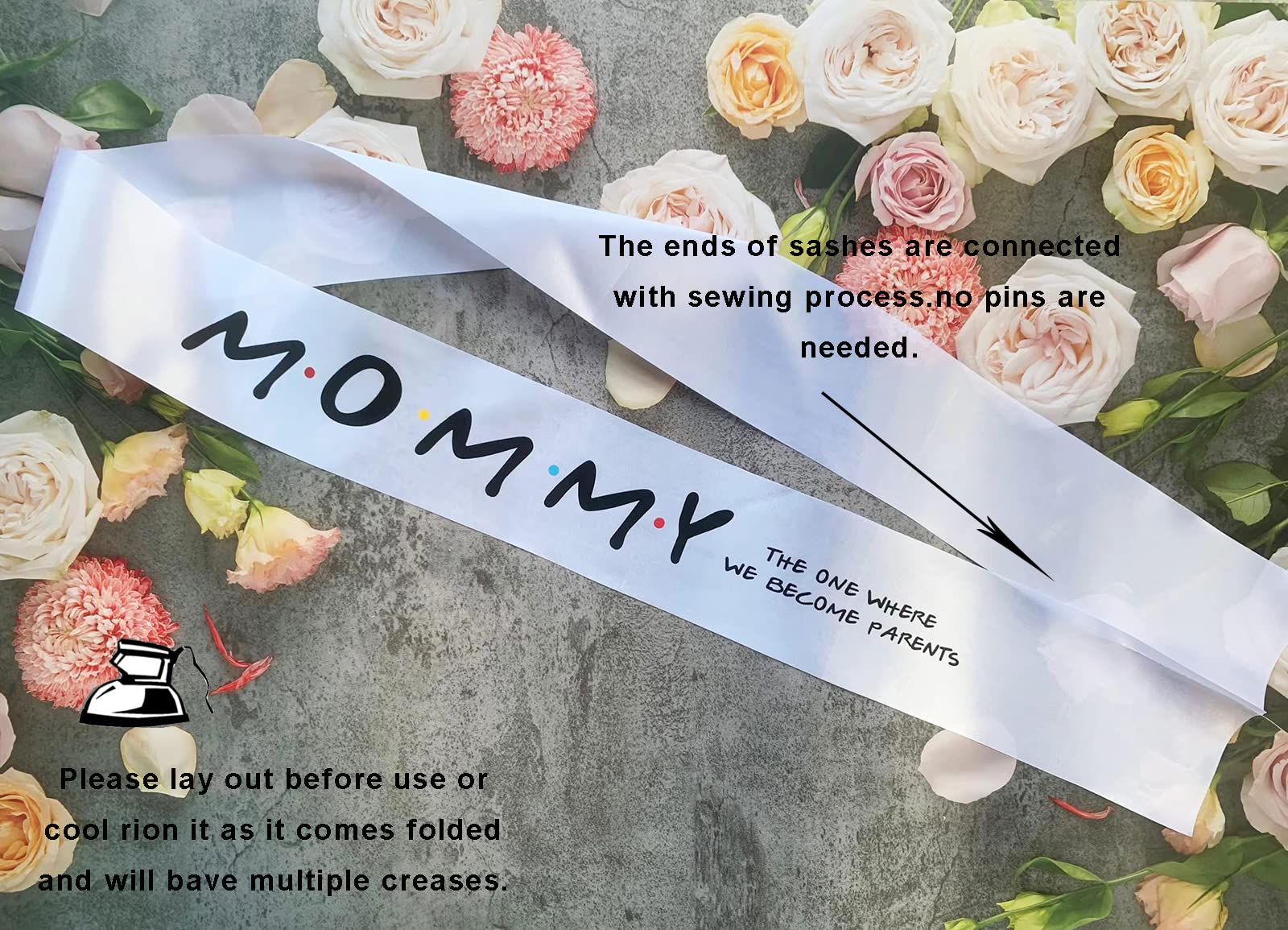 2 PCS Baby Shower Mom Dad Sash, The one Where we Become Parents Gender Reveal Pregnancy Announcement Decorations, Future Mummy Daddy Gift