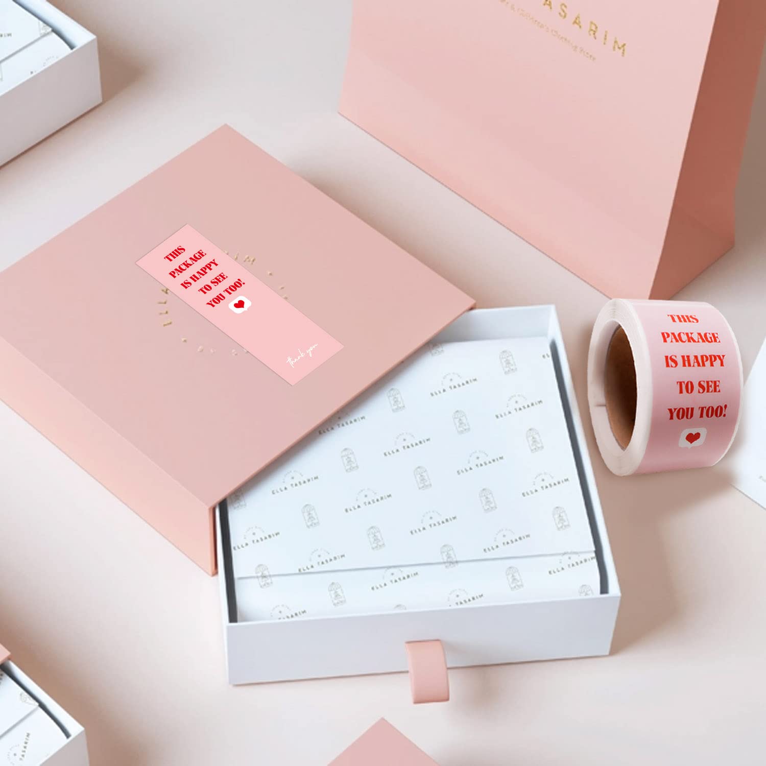 200PCS (1.2"x 3.6") This Package is Happy to See You Too Stickers for Business,Rectangular Thank You Sticker Labels Online Retailers, Boutiques,Boxes and Envelope.