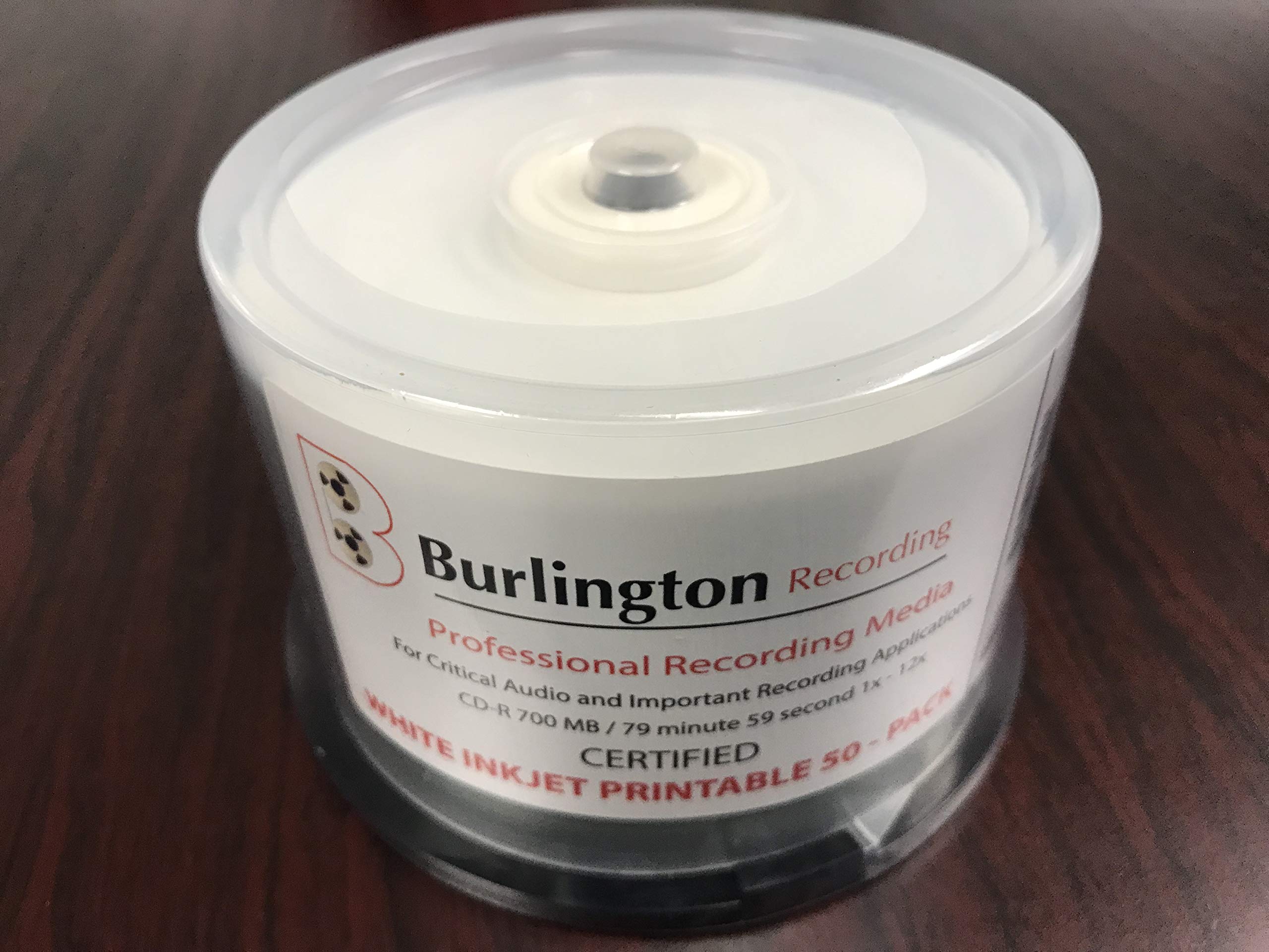 Burlington Recording 80 Min Pro CD-R Certified Inkjet Printable 1x-12x 50 PK