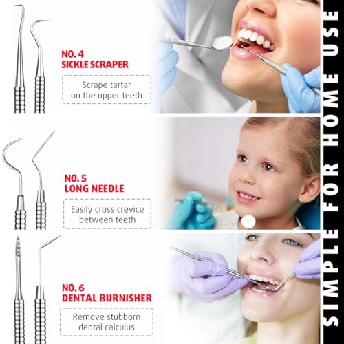 G.CATACC Dental Tools, Plaque Remover for Teeth, Metal Dental Pick Teeth Cleaning Tools Kit, Stainless Steel Oral Care Dental Hygiene Kit with Tooth Scraper Plaque Tartar Remover - with Case