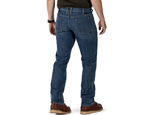 5.11 Tactical Men's Defender-Flex Straight Jeans, Mechanical Stretch Fabric, Classic Pockets, Style 74477, Medium Wash Indigo, 34W X 30L