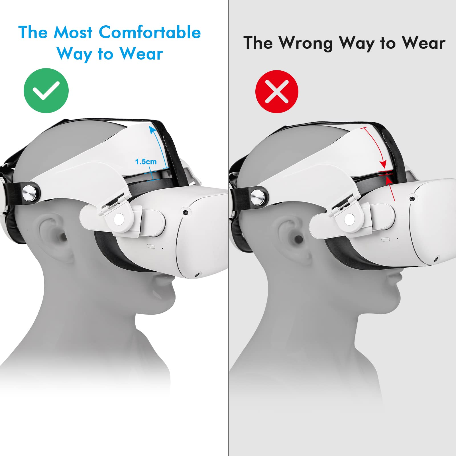 Aixoto Head Strap for Oculus Quest 2/Meta, Updated Adjustable Halo Strap, Replacement for Elite Strap, Less Pressure on Your Face, Comfortable VR Accessories
