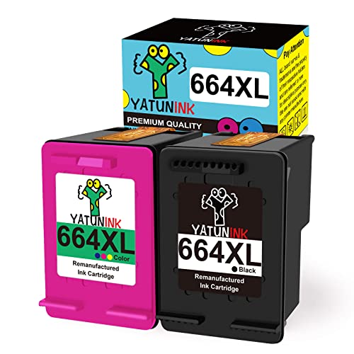 YATUNINK Remanufactured 664xl Ink Cartridge Replacement for HP 664XL 664 XL Black/Color Ink F6V30A F6V31A for DeskJet 1115 2135 3635 2138 3636 3638 4535 4536 4538 4675 4676 4678 Printer (2Pack)