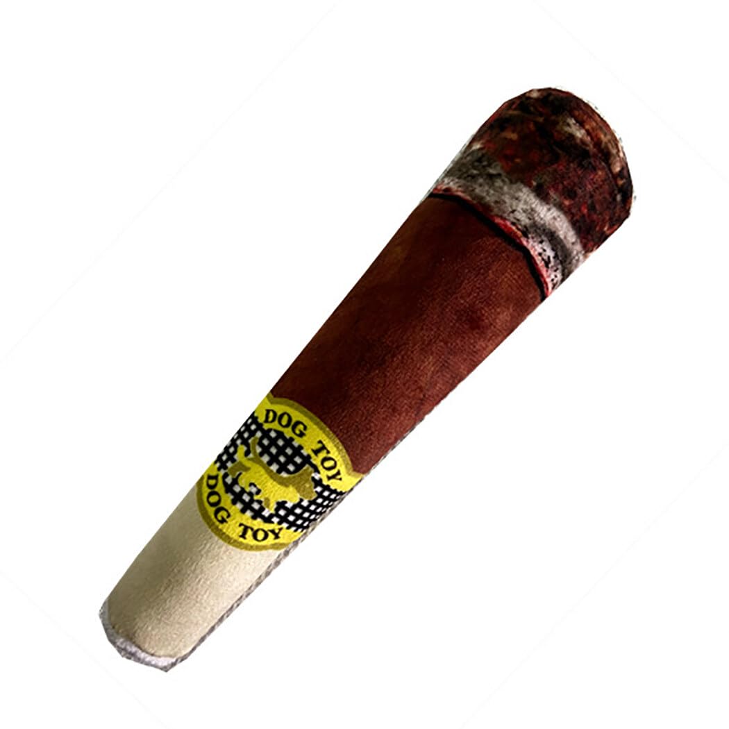 Squeaky Stuffed Cigar Shaped Toy for Dogs - Plush, Lifelike, and Fun Chewable Novelty Pet Accessory