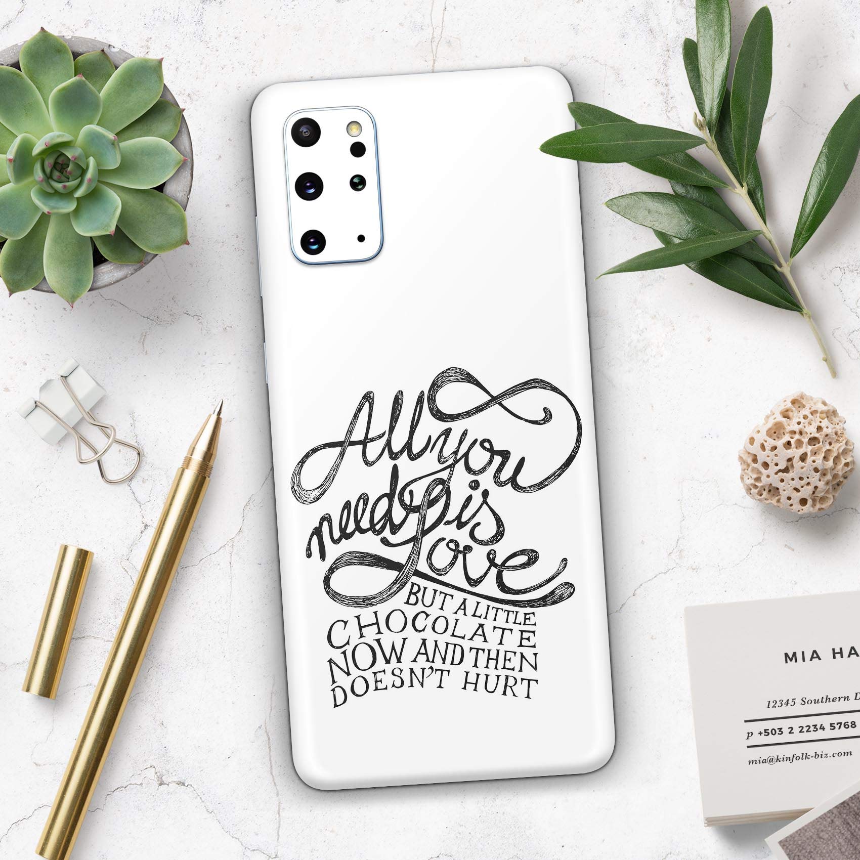 DesignSkinz Love and Chocolate Protective Vinyl Decal Wrap Skin Cover Compatible with The Samsung Galaxy S20 (Screen Trim & Back Glass Skin)