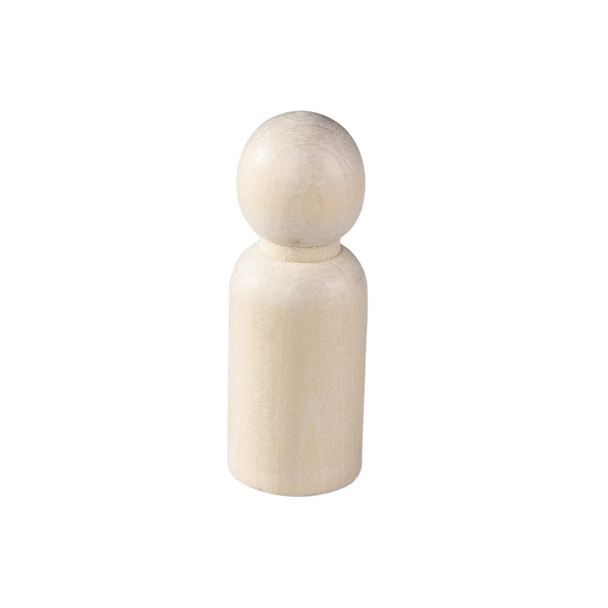 56 PCS Unfinished Natural Wooden Peg Dolls,Little Wooden peg People for Painted or Craft