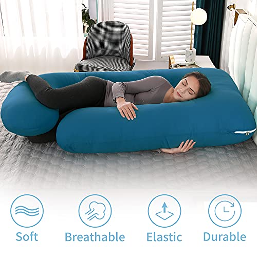 Wndy's Dream Pregnancy Pillow Cover J Shaped Pillowcase, Full Body Maternity Pillow Replacement Cover, Breathable, Machine Washable