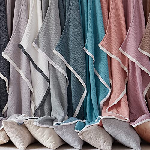 SE SOFTEXLY Muslin Throw Blanket, 100% Cotton Blankets for Adults and Baby, 4-Layer Soft Breathable Bed Throw Blankets All Season,King Size Blanket (90"x102", Coffee)