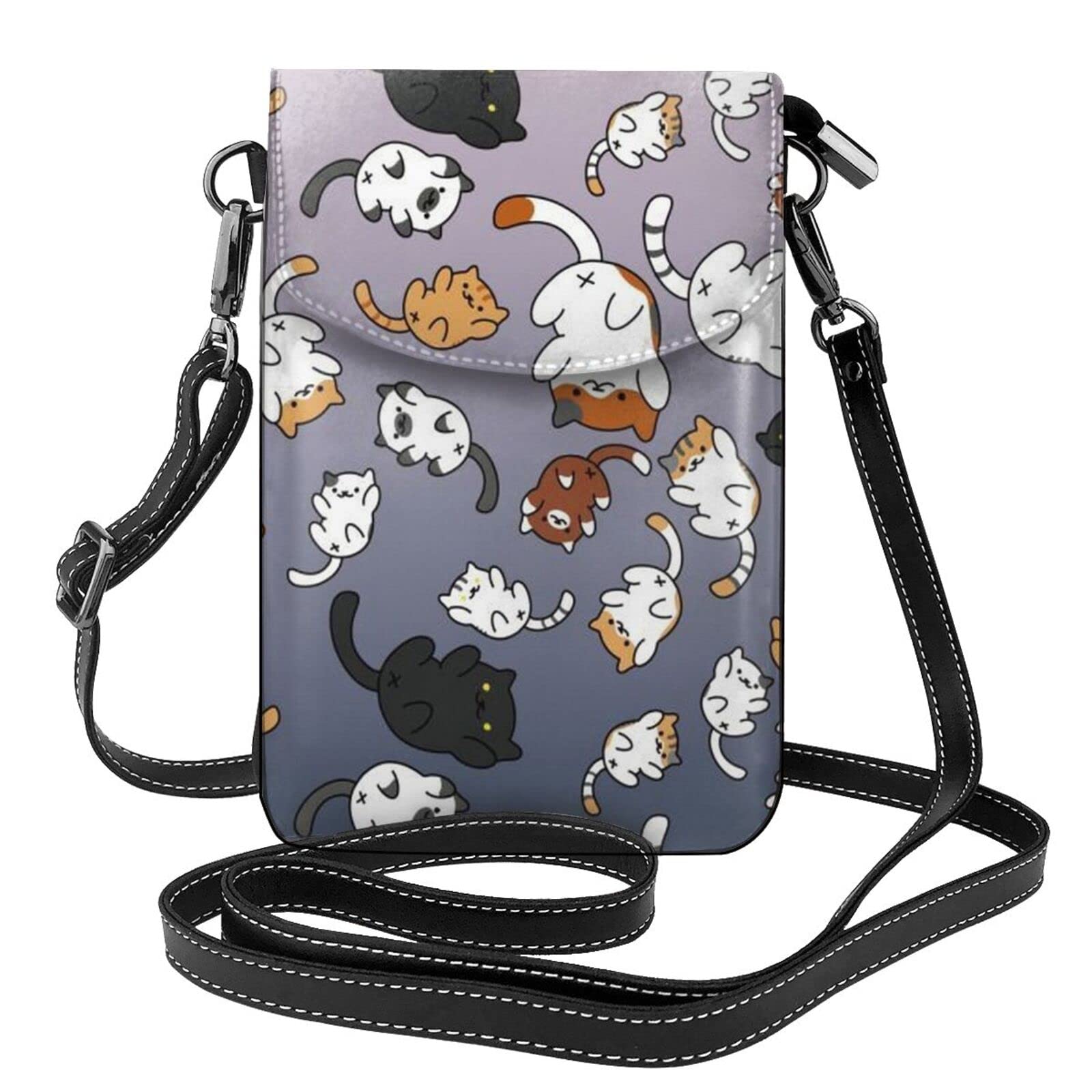 Aiyoolee Women's Funny Crossbody Cell Phone Bag, Waterproof Small PU Leather Shoulder Bags Funny Kitten Cats, Fashion Phone Card Purse Wallet with Zip and Magnetic Button