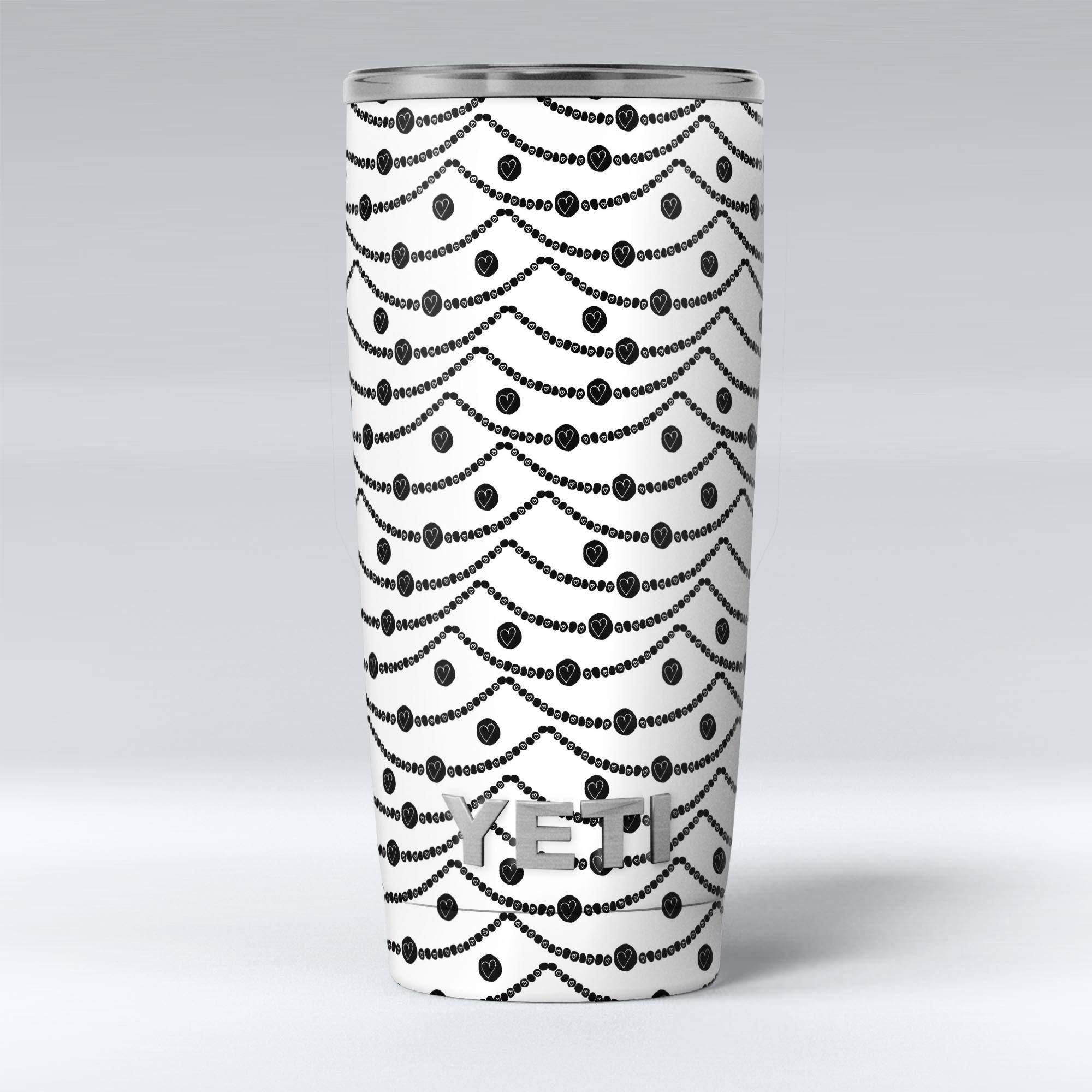 Design Skinz Slate Black Tiny Hearts on Powerlines - Skin Decal Vinyl Wrap Kit Compatible with The Yeti Rambler Cooler Tumbler Cups