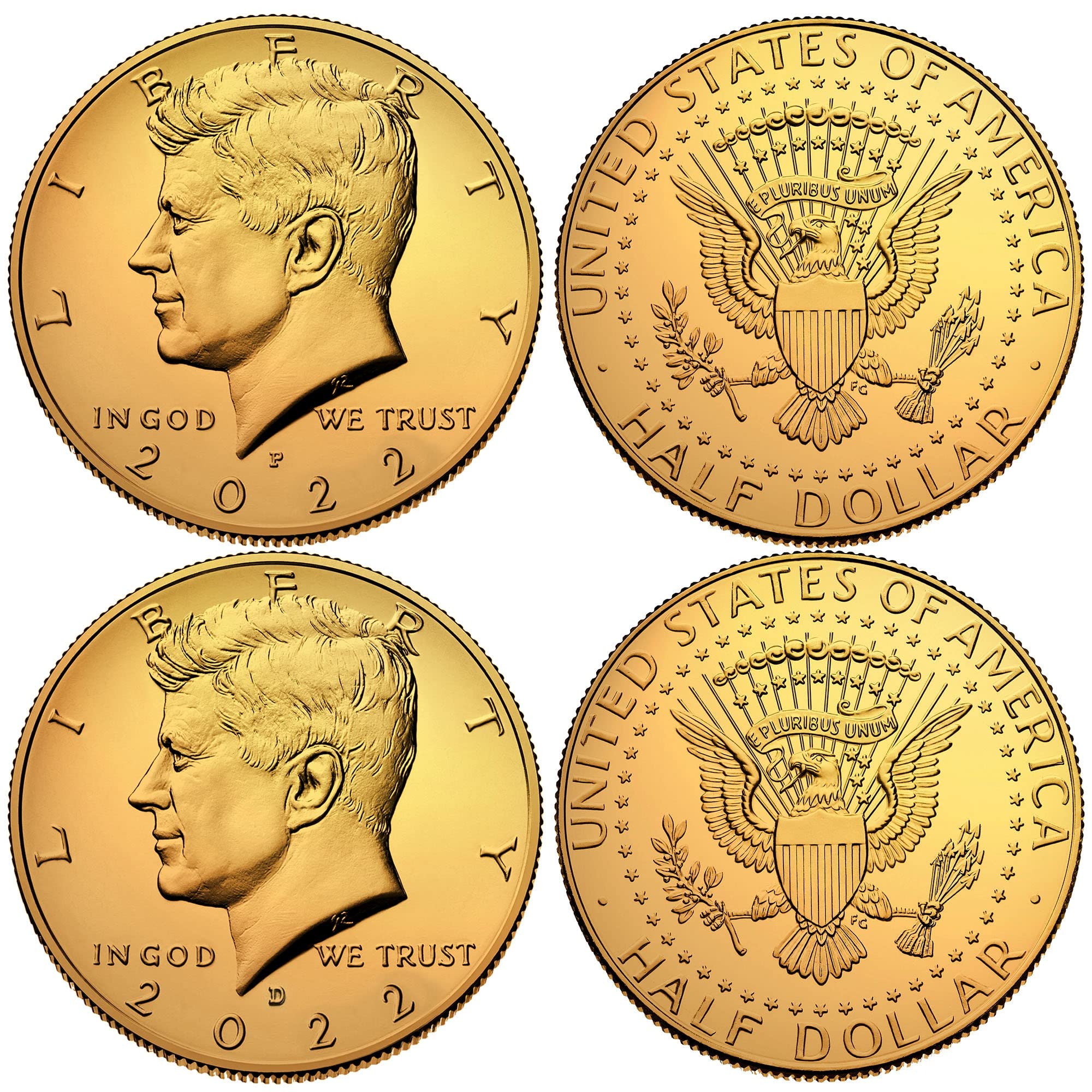 2018-D 24K Gold Gilded JFK Kennedy Half Dollar Coin (D Mint)