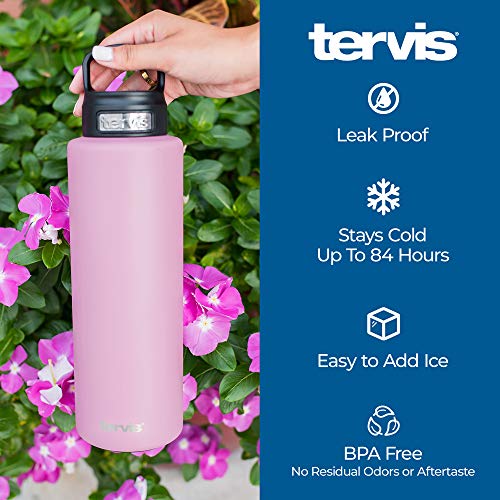 Tervis Triple Walled Floral Lines Insulated Tumbler Cup Keeps Drinks Cold & Hot, 40oz Wide Mouth Bottle, Stainless Steel