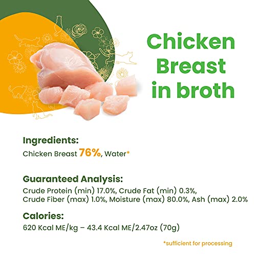Almo nature HQS Natural - Chicken Breast in Broth Grain Free Wet Canned Cat Food (24 Pack of 2.47 oz/70g Cans)