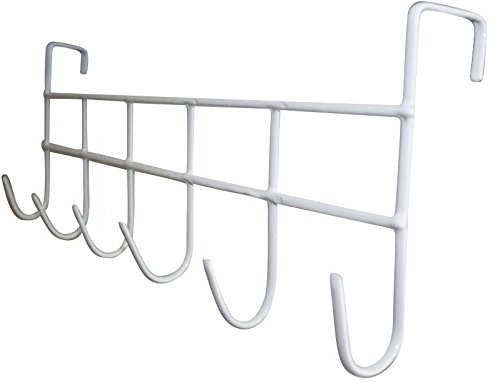 ALPENKOK Over The Door Hook, Organizer Rack, Hanging for Coats, Hats, Robes, Towels, 6-Hooks, Vinyl Coated White by Alpnekok
