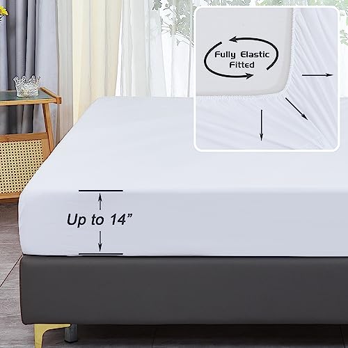AveLom White Comforter Queen Size Set with Sheets - 7 Pieces Bed in a Bag Seersucker Complete Bedding Set, All Season Lightweight Bed Set with Comforter, Sheets, Pillowcases & Shams