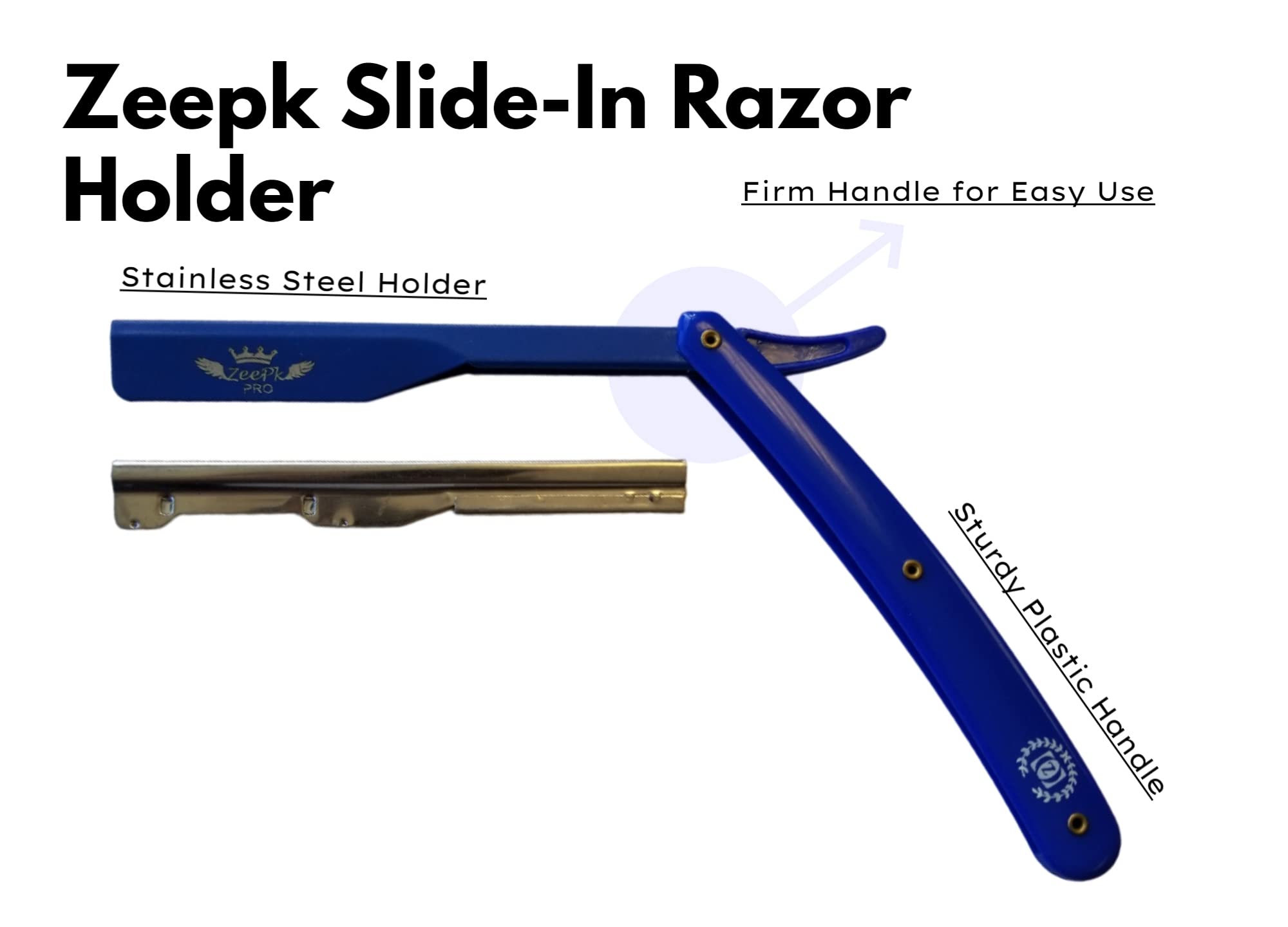 Barbero Cuchilla Barber Razor Navaja Straight Clean Shave Free Blades Salon Shaving Classic Stainless Steel (Blue Razor Holder)