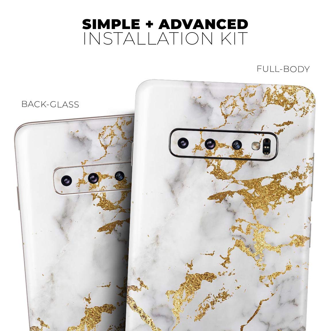 DesignSkinz Marble & Digital Gold Foil V5 Protective Vinyl Decal Wrap Skin Cover Compatible with The Samsung Galaxy S20 (Screen Trim & Back Glass Skin)