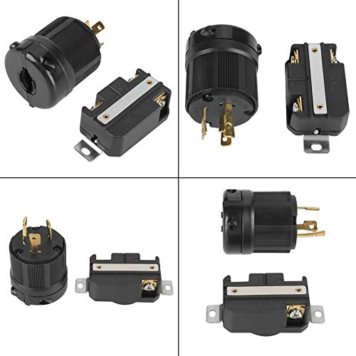 30 Amp, 250 Volt, 3 Pin NEMA L6-30P Male Plug & L6-30R Female Receptacle Twist Lock Plug, Electrical Locking Plug Socket