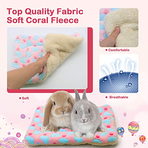 Rypet Small Animal Bed 2PCS - Rabbit Bed House Winter Warm Fleece Sleep Pad for Squirrel Hedgehog Bunny Chinchilla and Other Small Animals, Random Color